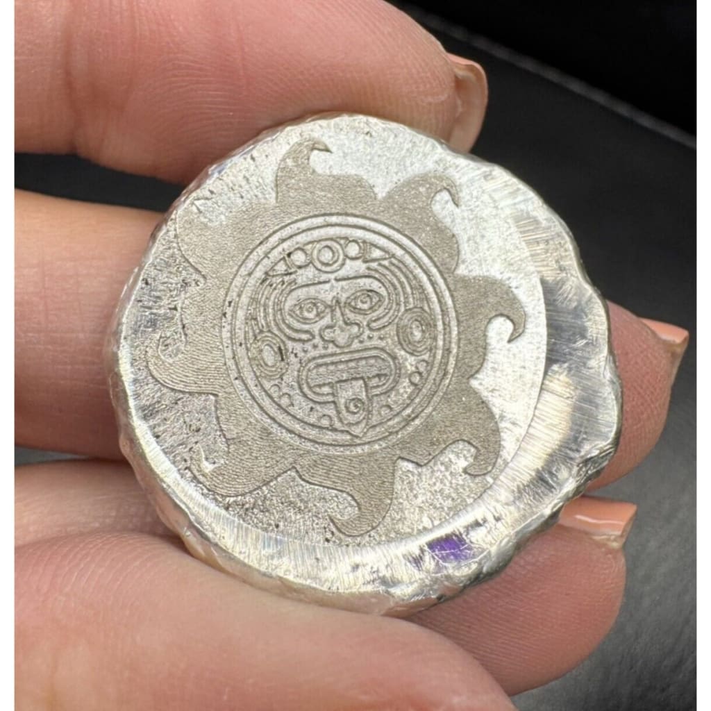.5 oz MK BarZ Aztec Sun God Shiny Stamped Fractional .999 FS – MK BARZ ...